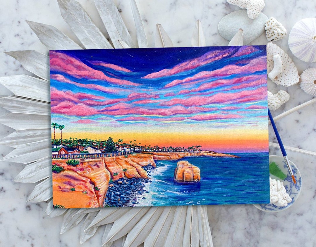 San Diego Painting | Sunset Cliffs Art Print | Colorful San Diego Art ...