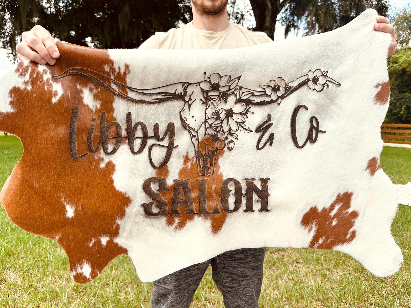 Personalized Engraved Cowhide Rug - Etsy