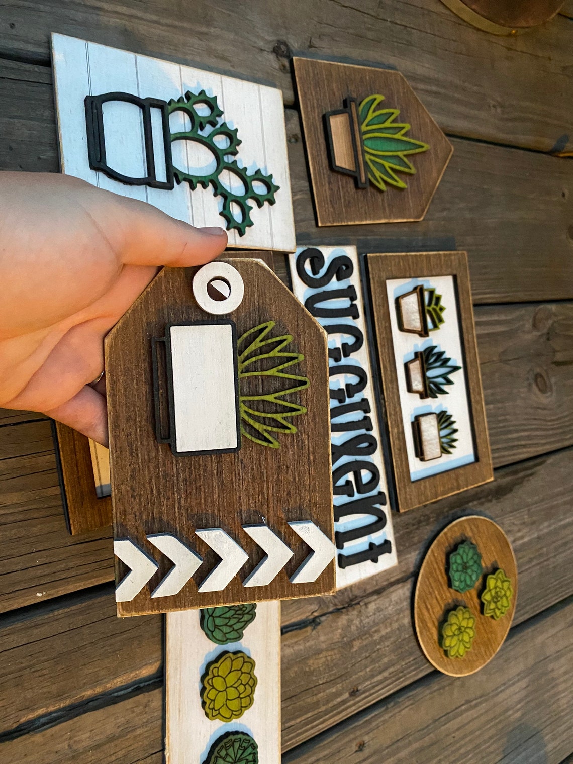 Succulent Signs/cactus Tiered Tray Decor/3d Signs /raedunn | Etsy