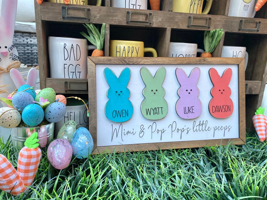 Easter Bunny Family 3D Farmhouse Sign - Bunny Sign Decor Personalized ...