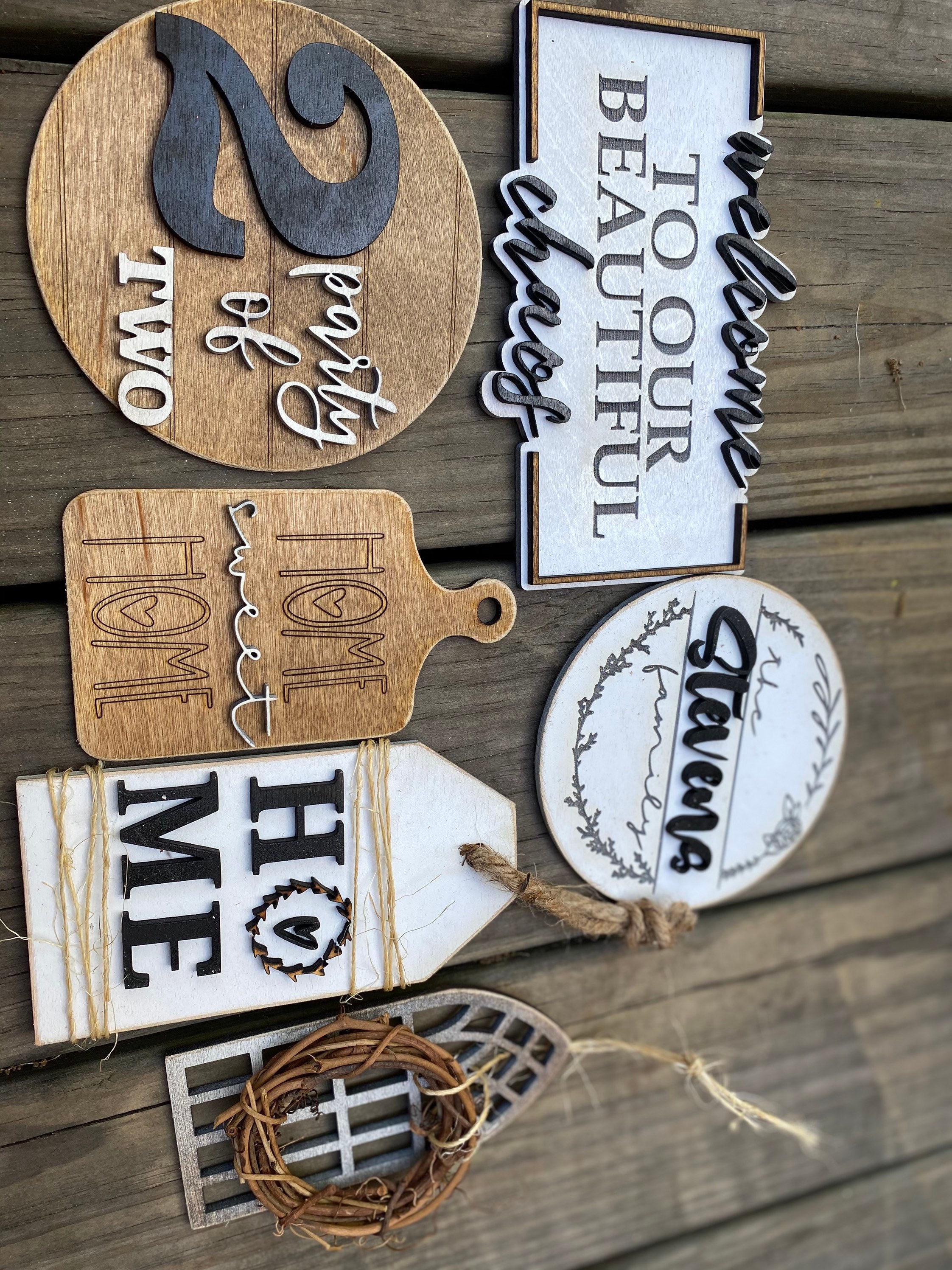 Farmhouse Tier Tray Sign Sethome Tier Tray Signsfarmhouse - Etsy