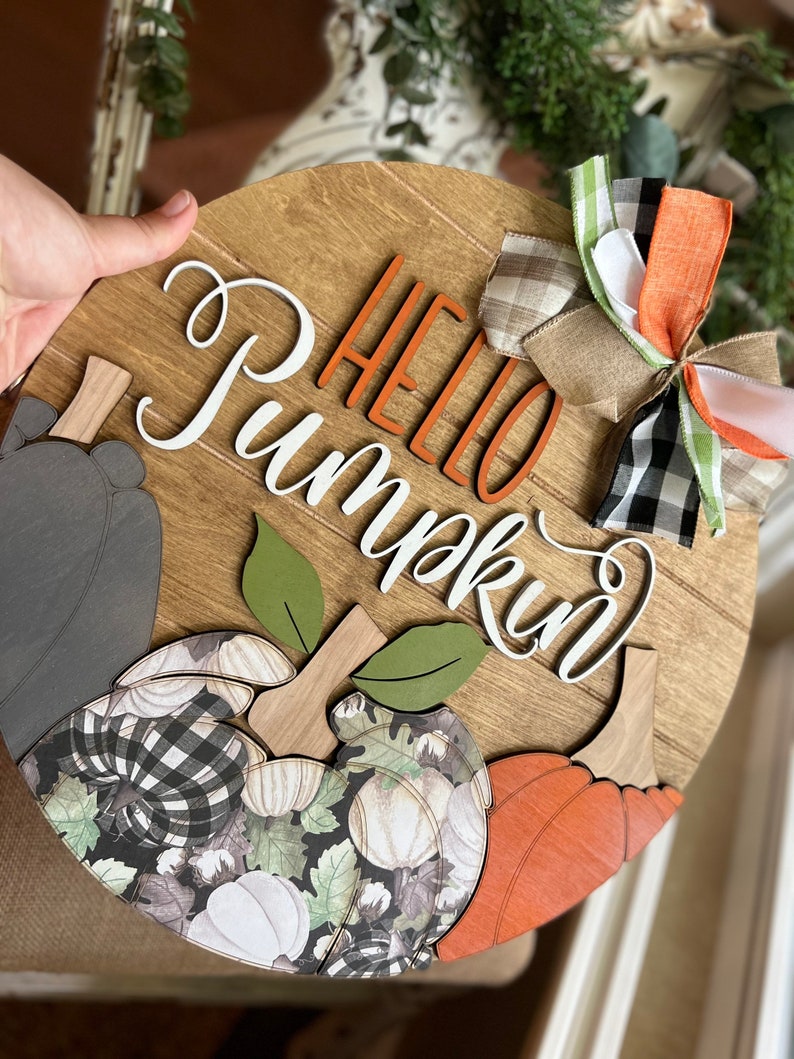 Front Door Decor Fall Decor Hello Pumpkin Front Door - Etsy