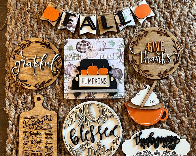 Mini Scarecrows, Mini Wooden Blocks, Fall Decor, Tiered Tray Decor ...