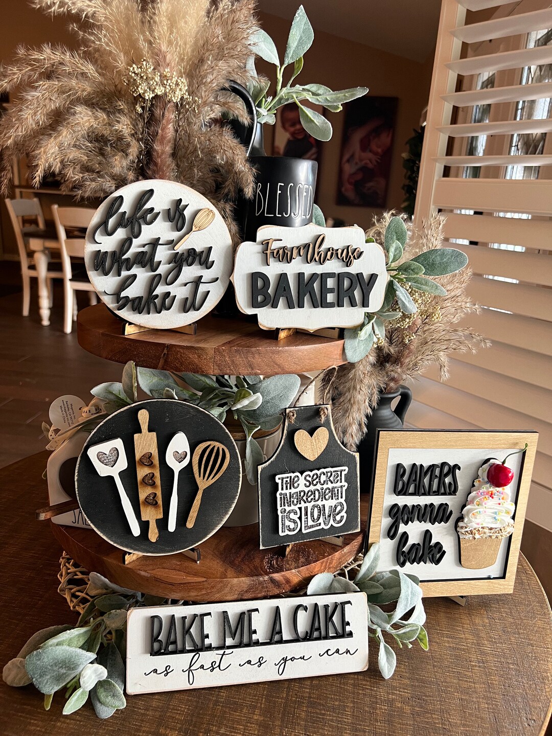 FAST SHIPPING Farmhouse Tier Tray Sign Set,home Tier Tray Signs ...