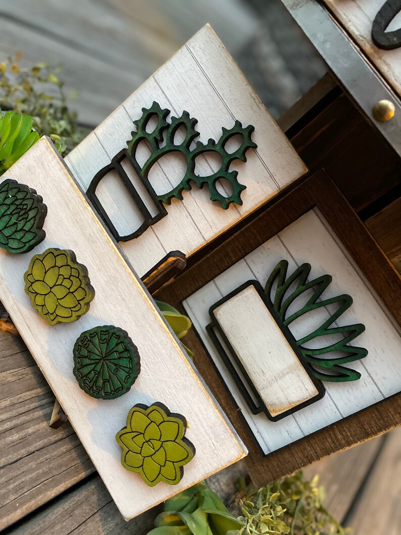 Succulent Signs/cactus Tiered Tray Decor/3d Signs /raedunn | Etsy