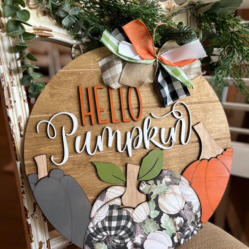 Front Door Decor Fall Decor Hello Pumpkin Front Door - Etsy