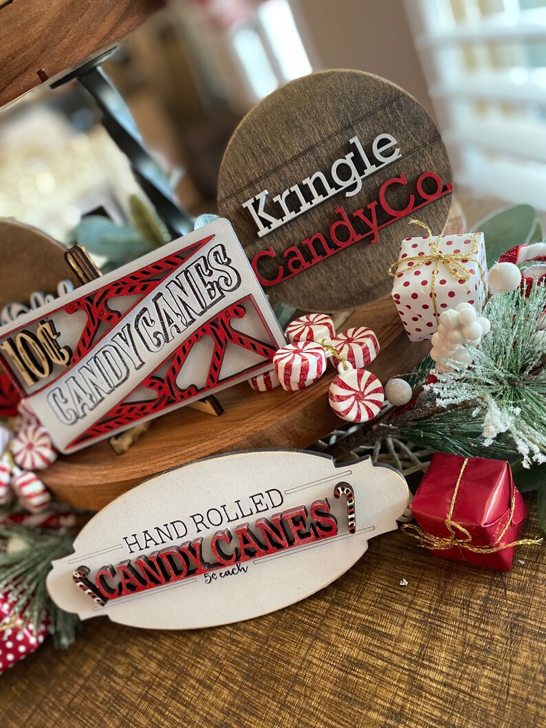 Farmhouse Peppermint Christmas Tiered Tray Candy Cane - Etsy