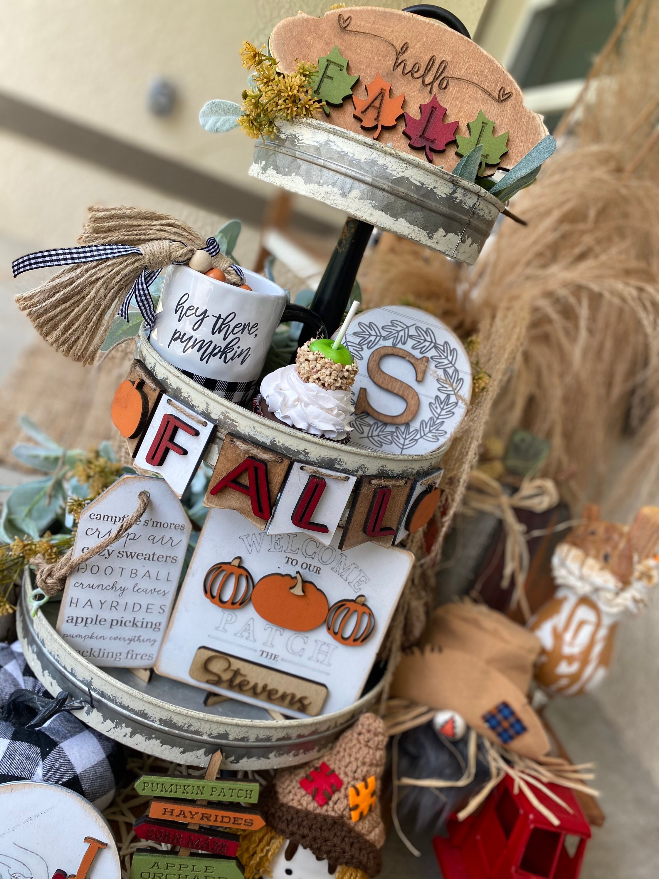 Fall Tiered Tray Decor/Fall Tiered Tray Signs/Pumpkin theme | Etsy