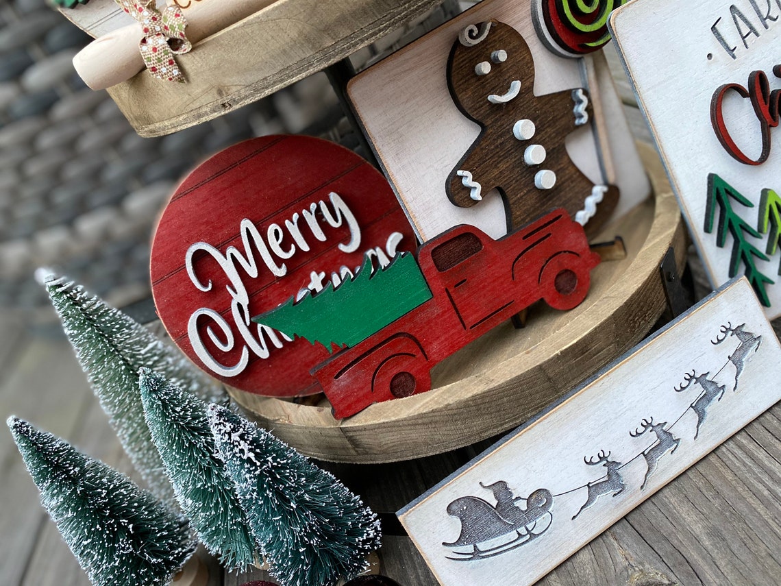 Christmas Truck / Christmas Tree Sign / Christmas Signs / 3D - Etsy