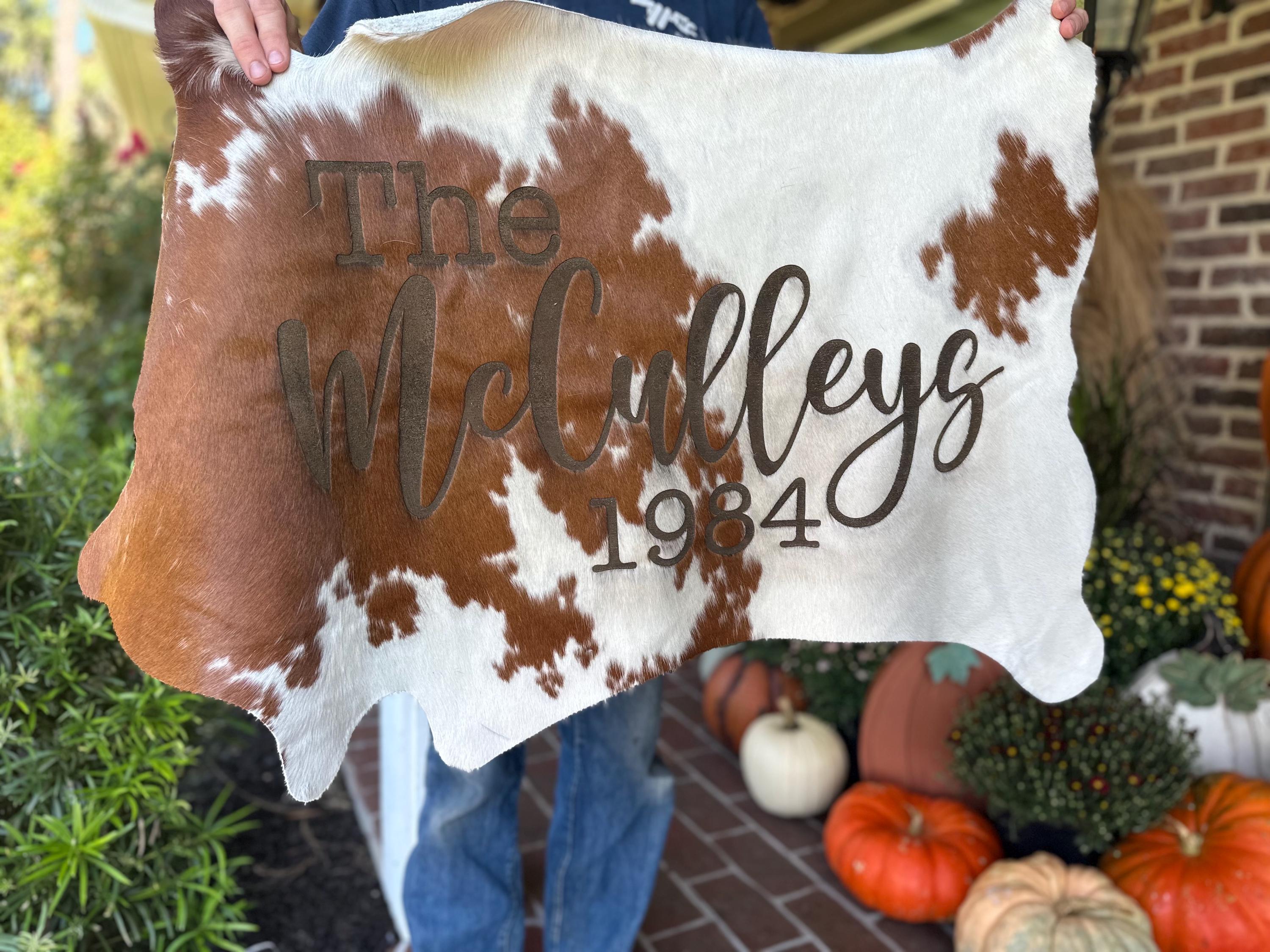 Personalized Engraved Cowhide Rug - Etsy