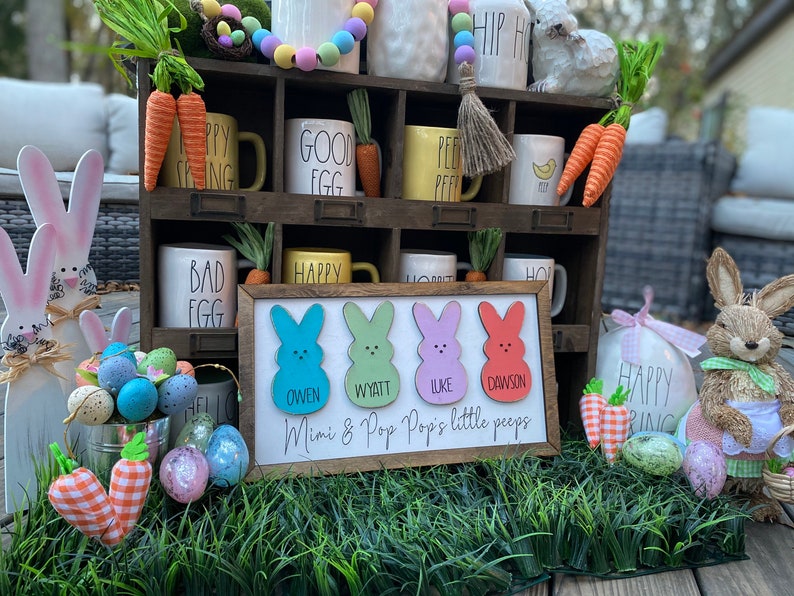 Easter Bunny Family 3D Farmhouse Sign - Bunny Sign Decor Personalized ...