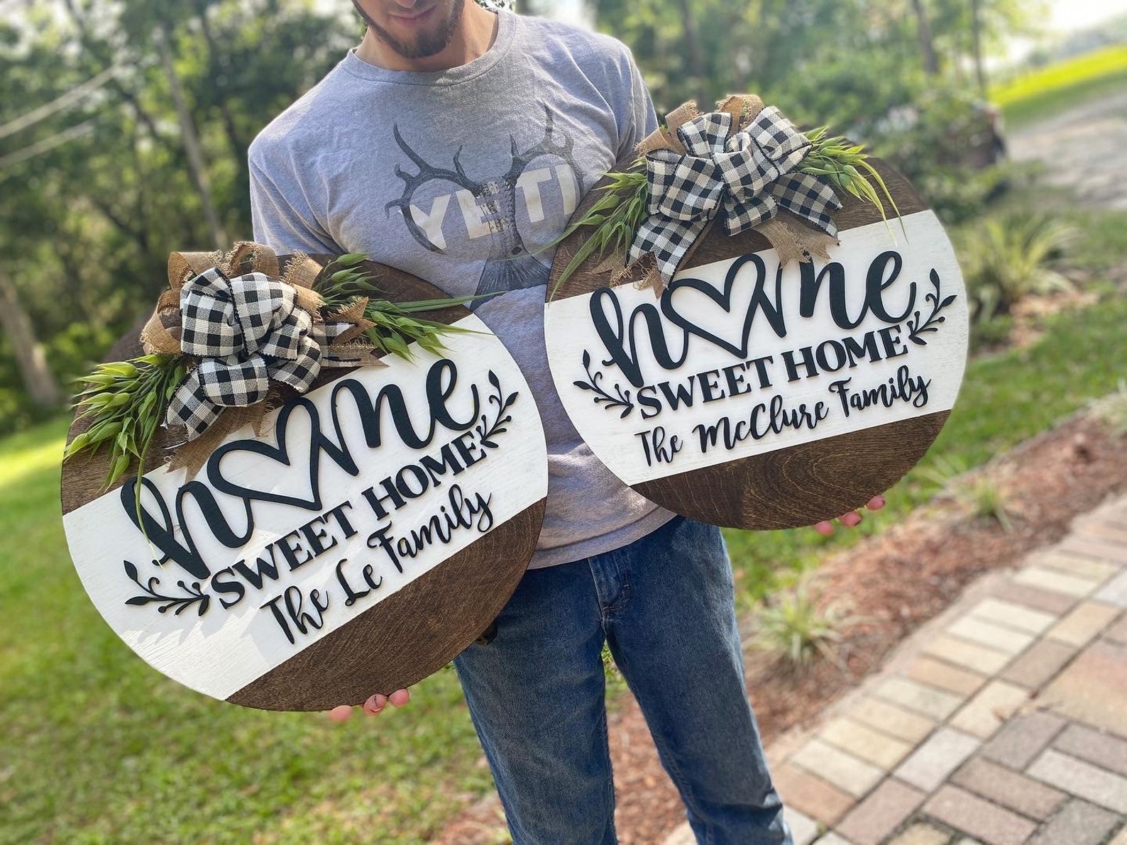 Circle Personalized Front Door Name Sign - Etsy