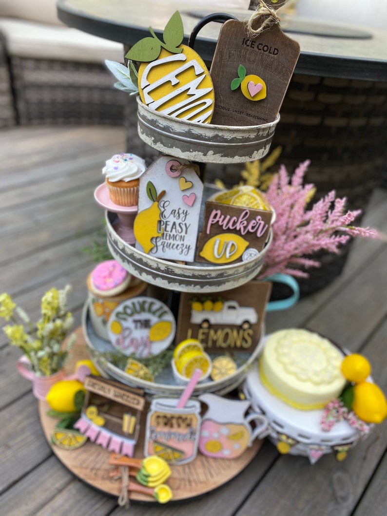 Lemon Tiered Tray Decor Lemon Tiered Tray Tiered Tray Decor - Etsy