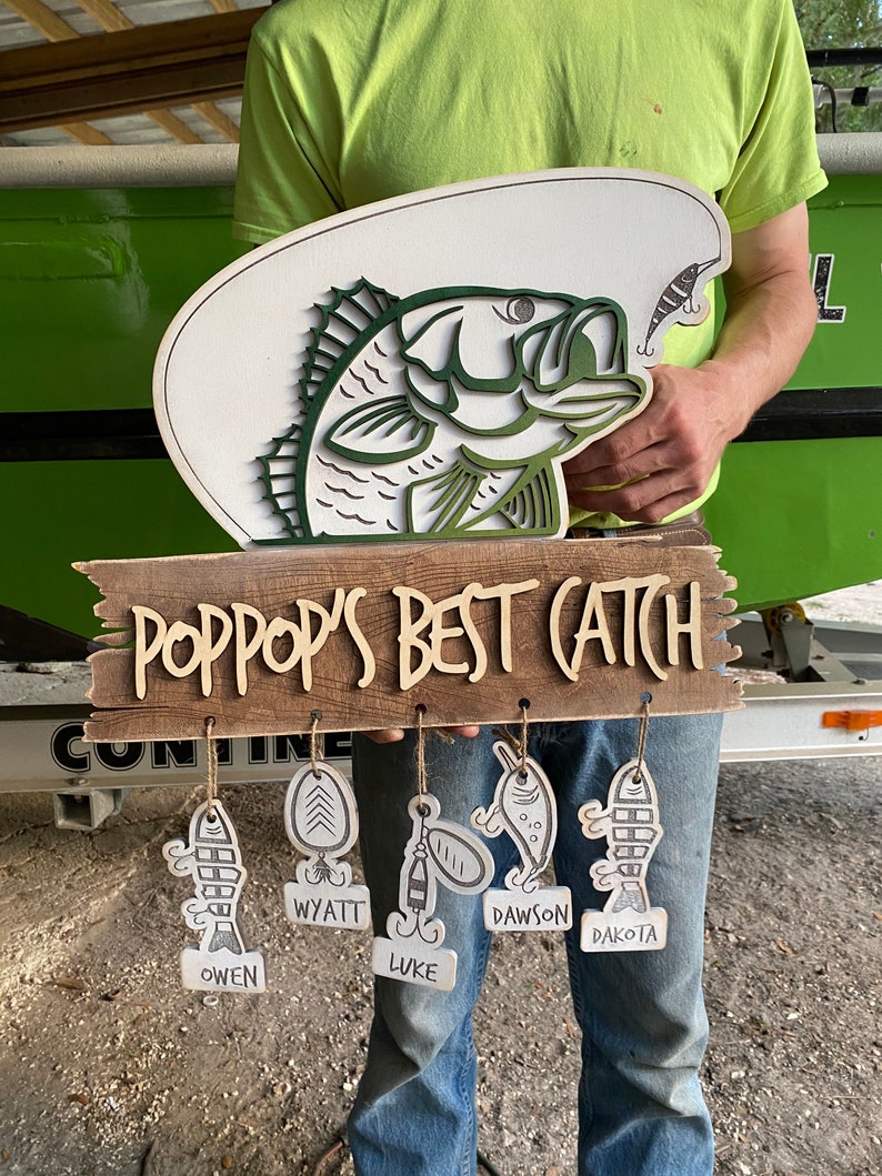 FAST SHIP Dads Keepers Fishing Themed Personalized Wooden Sign-best ...