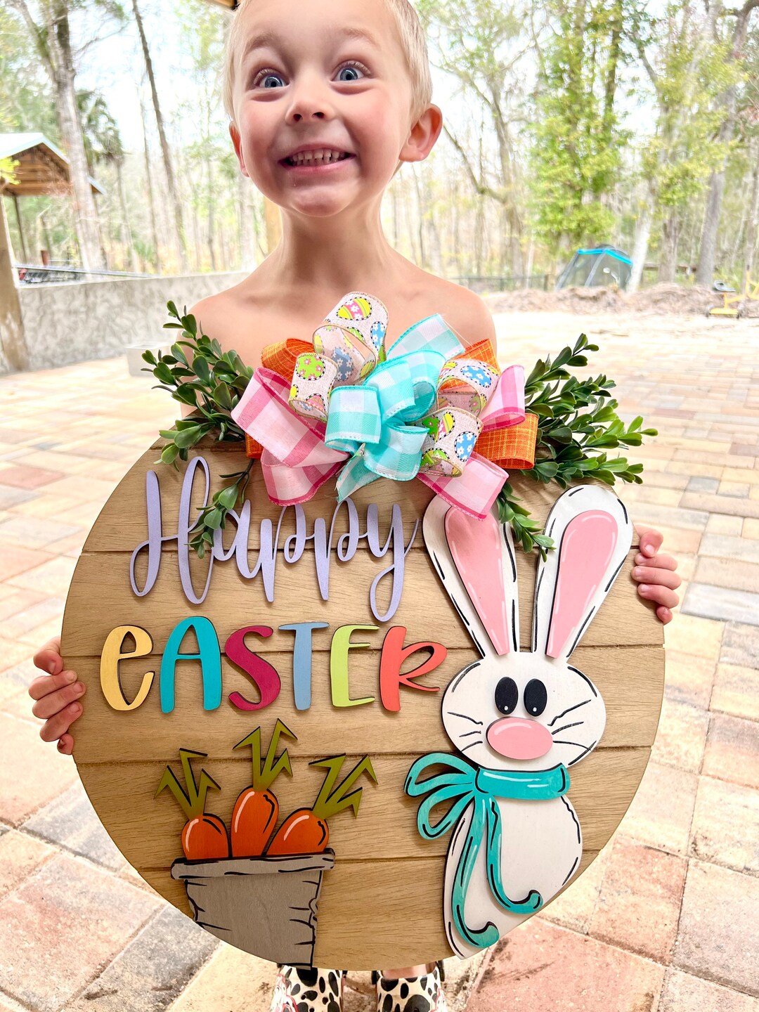 FAST SHIPPING 3D Happy Easter Door Hanger With Peeps, Easter Decor ...