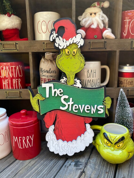 Home & Living Grinch Family 3D Farmhouse Sign and dog grinch Christmas ...