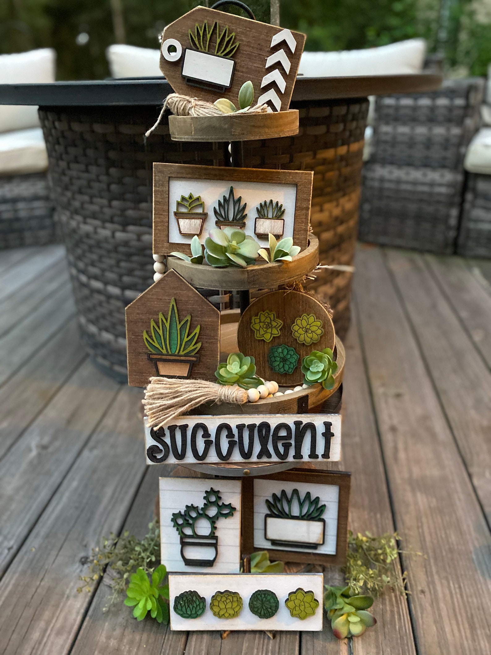 Succulent Signs/cactus Tiered Tray Decor/3d Signs /raedunn | Etsy