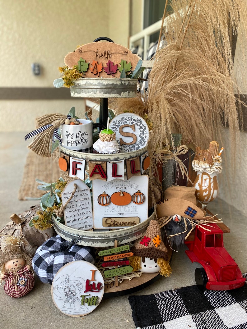 Fall Tiered Tray Decor/Fall Tiered Tray Signs/Pumpkin theme | Etsy
