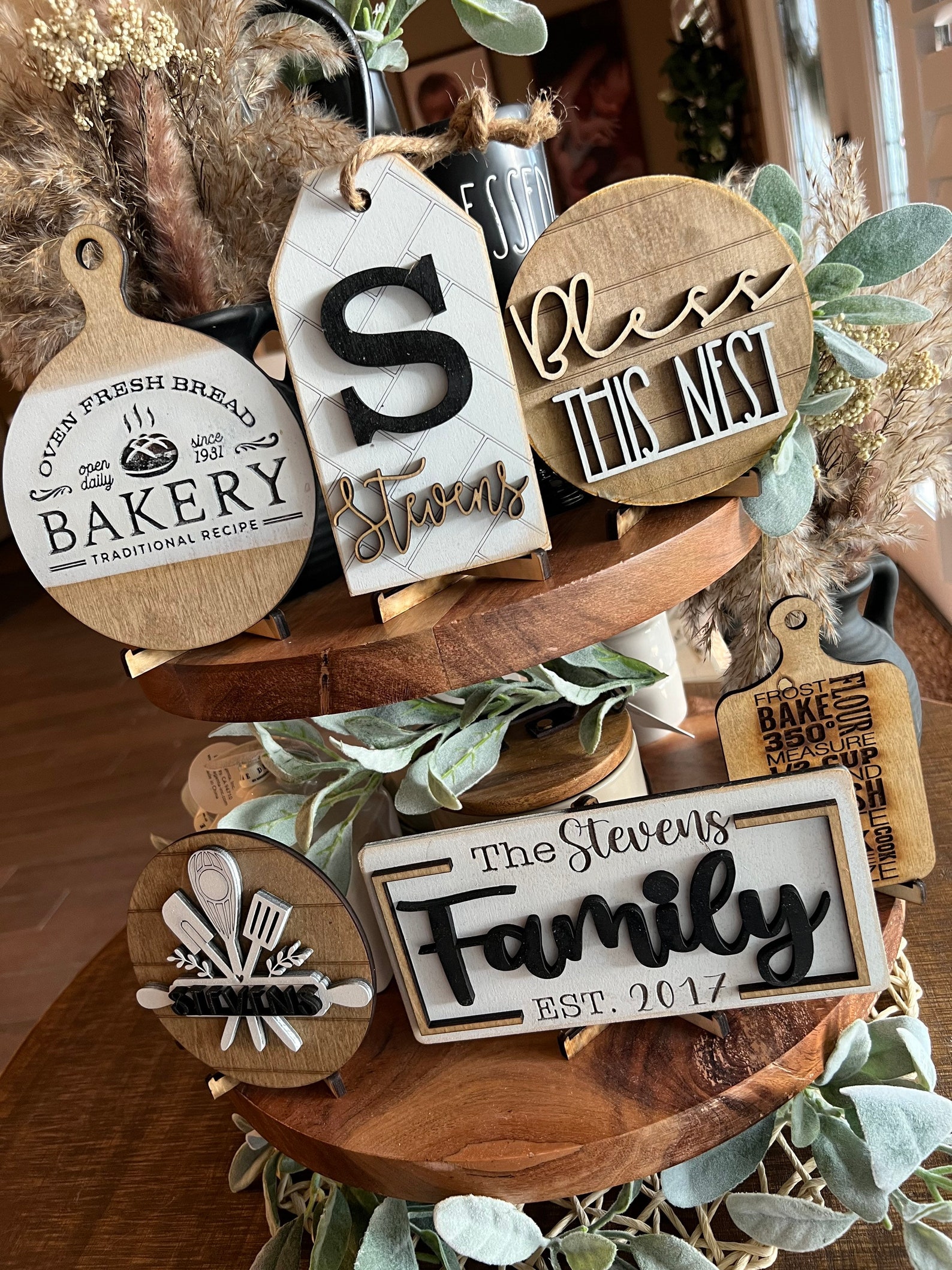 FAST SHIPPING Farmhouse Tier Tray Sign Set,home Tier Tray Signs ...
