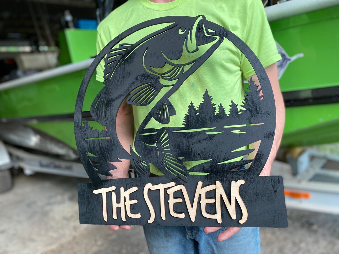 Fast Shipping Fish Name Sign, Bass Fishing Fathers Day, Fishing Gifts ...