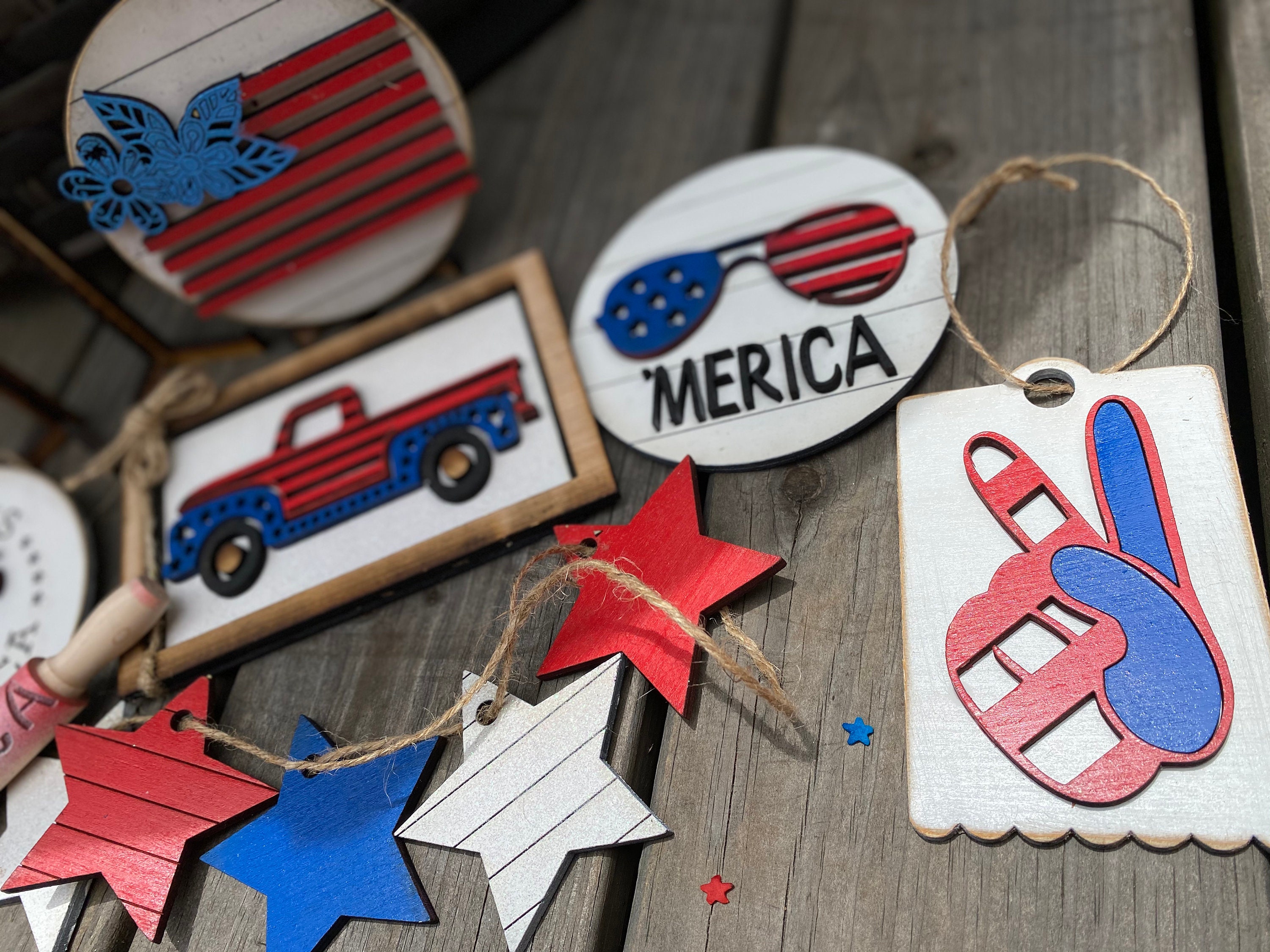 Patriotic, Red White and Blue Decor. Fourth of July. 3D Signs Are Dunn ...