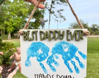 Dad, Fathers Day Gift, Fathers Day Wooden Sign, DIY Handprint Sign ...