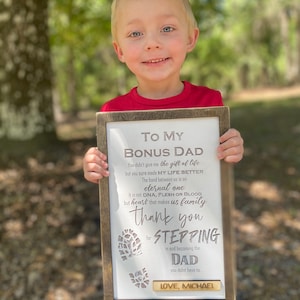 Step Dad Personalized Sign-step Dad Bonus Dad Engraved Wooden Sign ...
