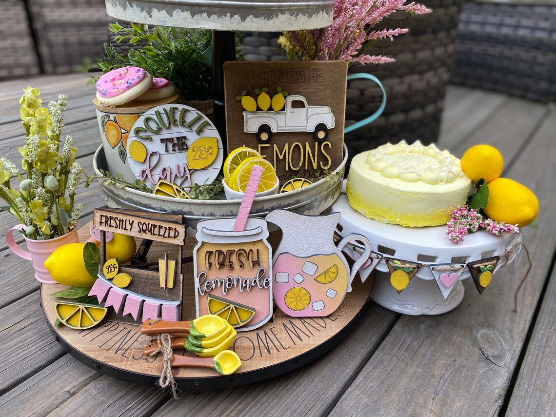 Lemon Tiered Tray Decor Lemon Tiered Tray Tiered Tray Decor - Etsy
