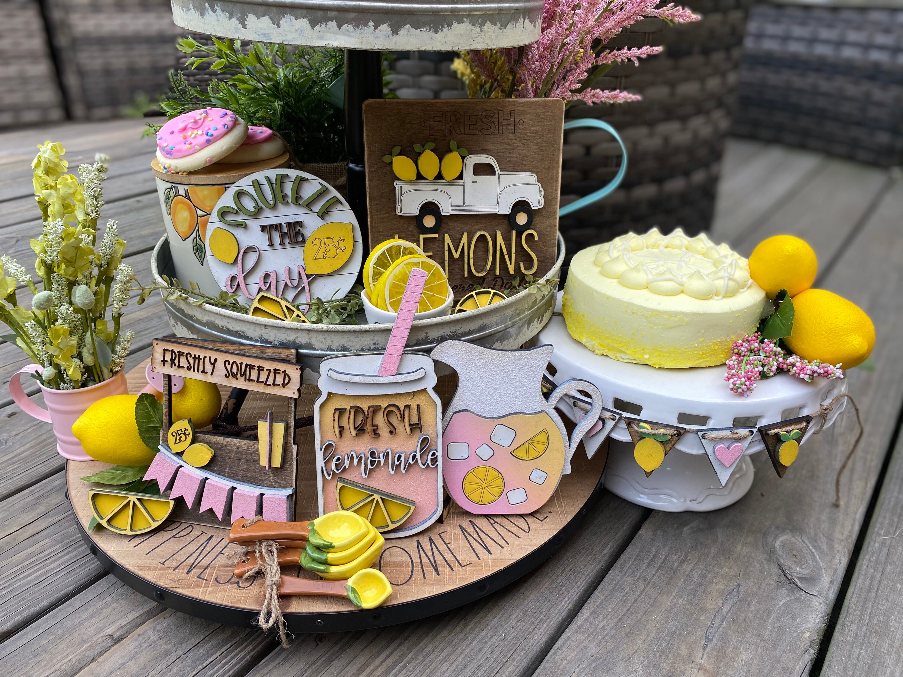 Lemon Tiered Tray Decor Lemon Tiered Tray Tiered Tray Decor - Etsy