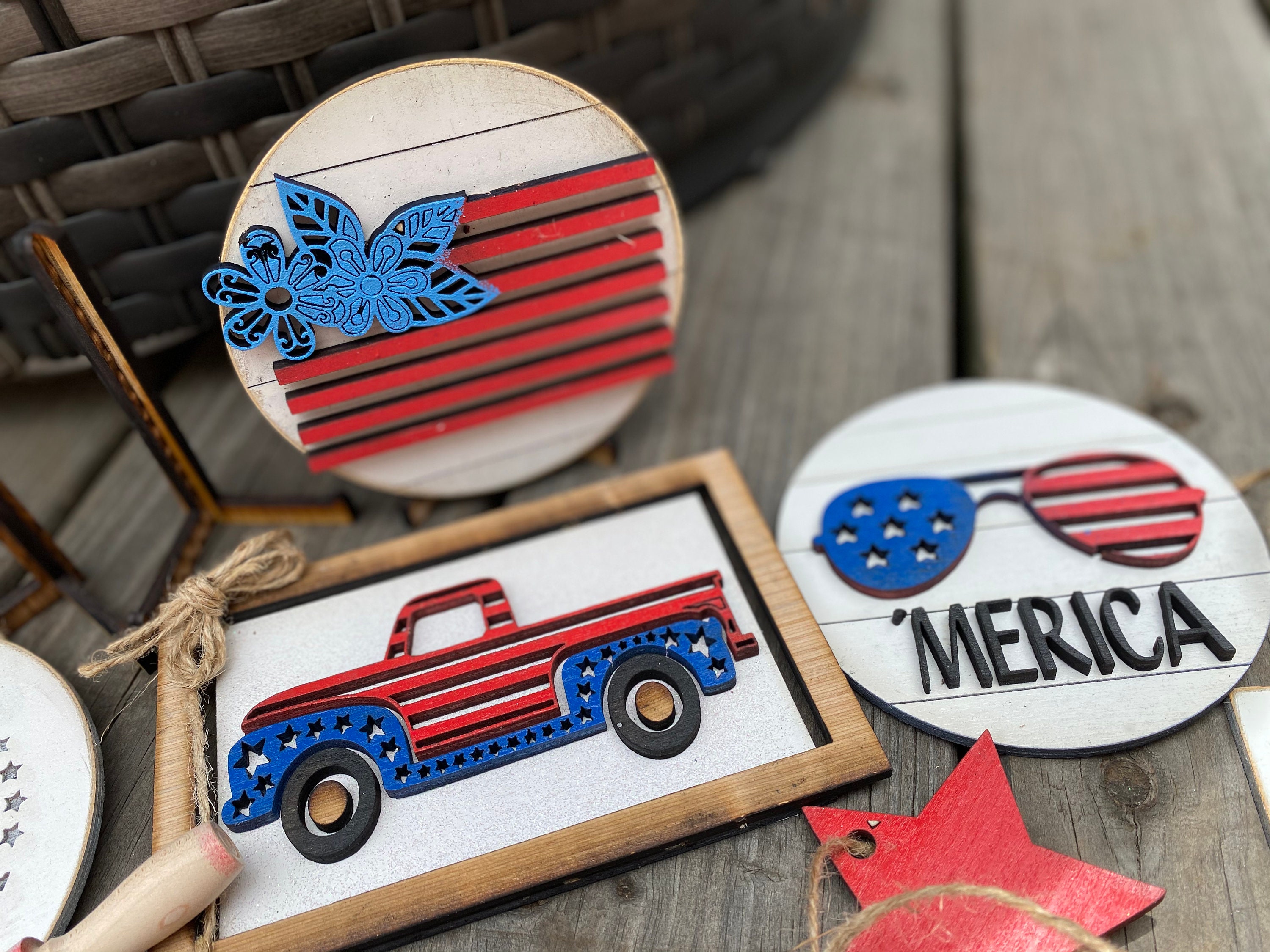 Patriotic Red White and Blue Decor. Fourth of July. 3D Signs | Etsy