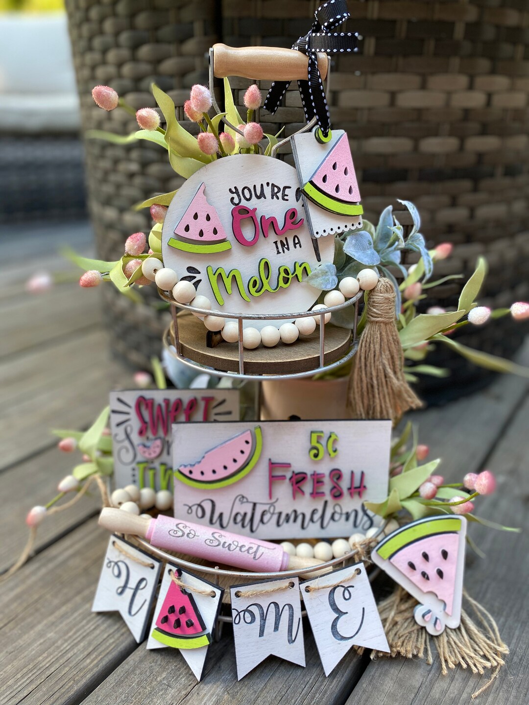 Sweet Summertime 3D Sign, Teired Tray Sign, Watermelon Decor, Mini ...