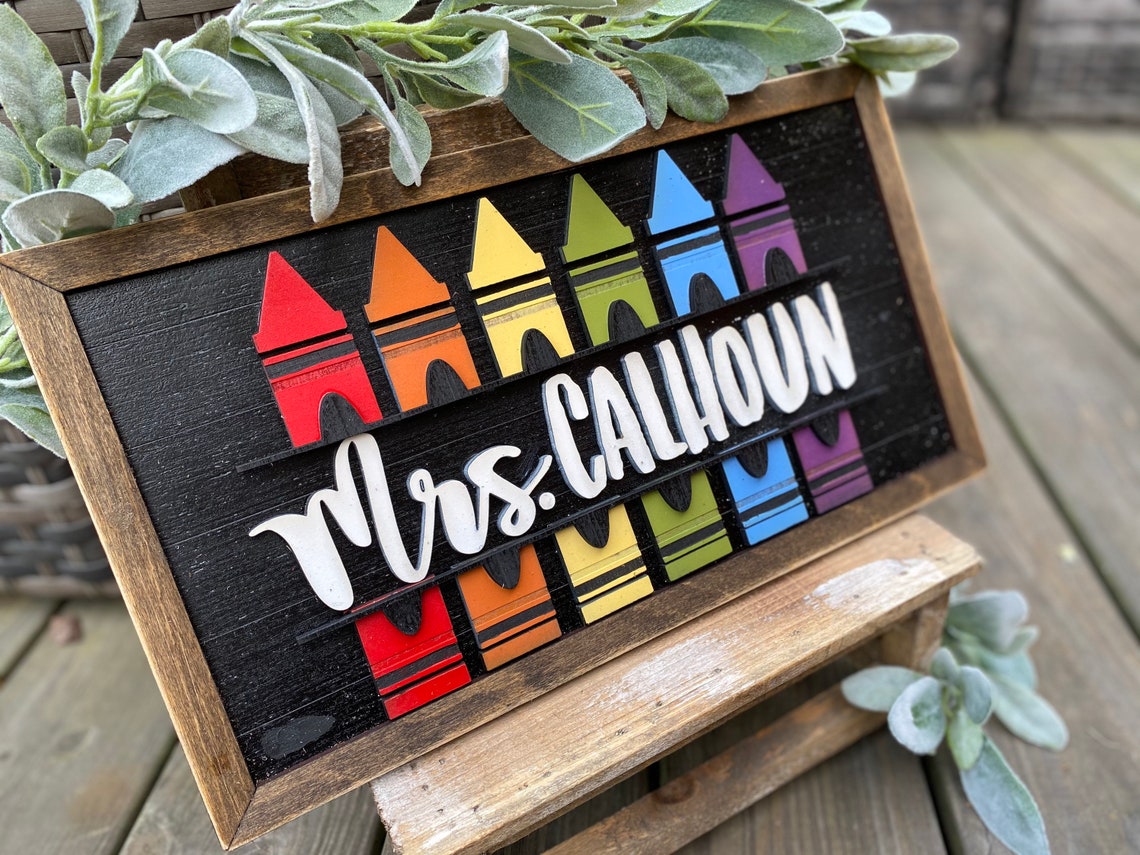 Personalized Teacher Gift 3D Crayon Teacher Name Sign - Etsy Canada