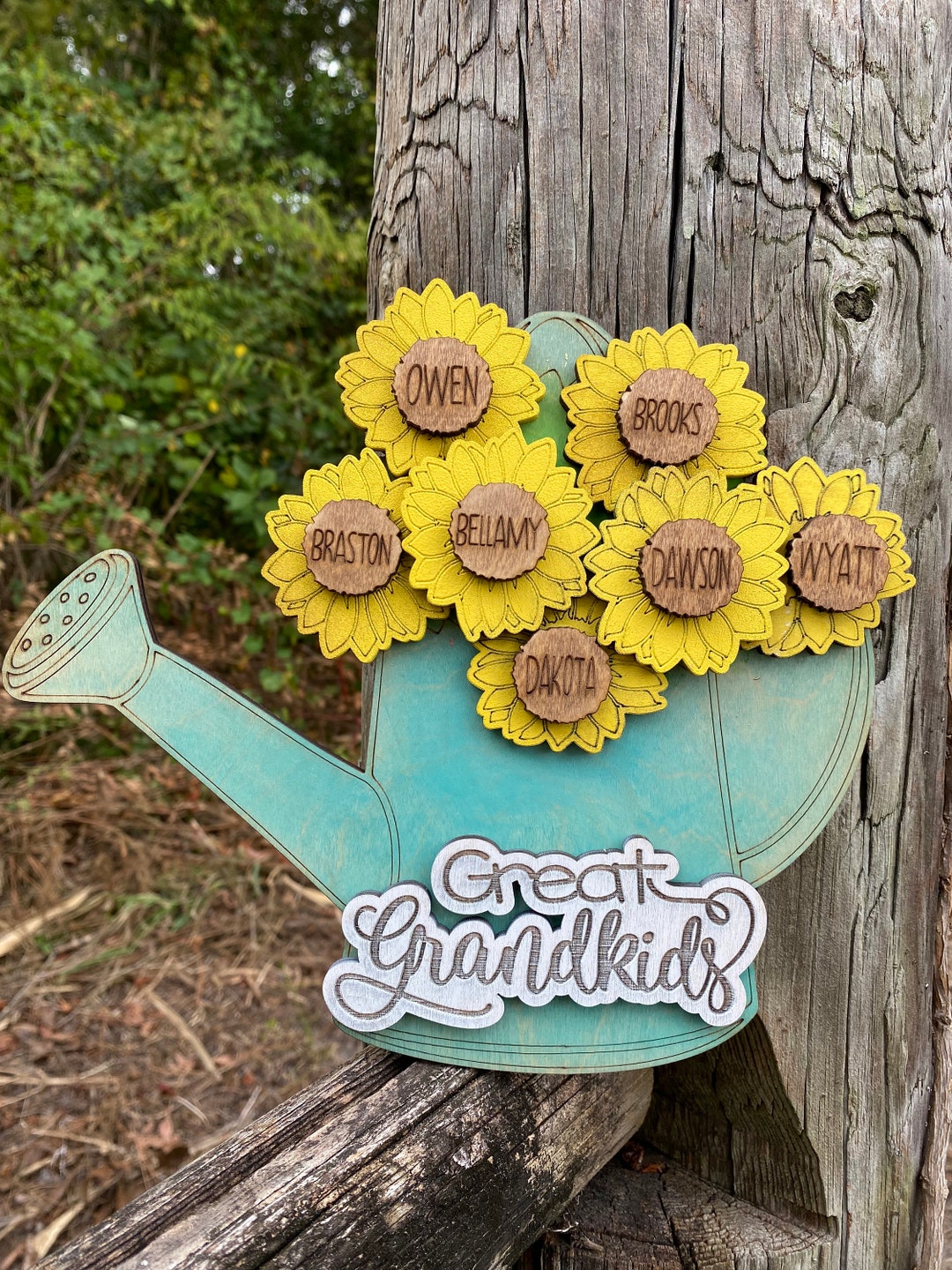 Grandkids Wood Display Sign / Family Flower Personalized Mothers Day ...