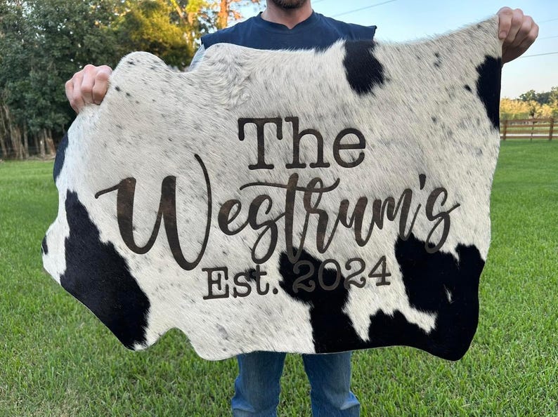 Personalized Engraved Cowhide Rug - Etsy
