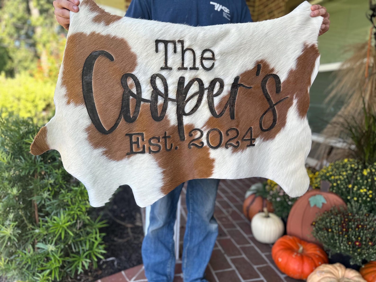 Personalized Engraved Cowhide Rug - Etsy