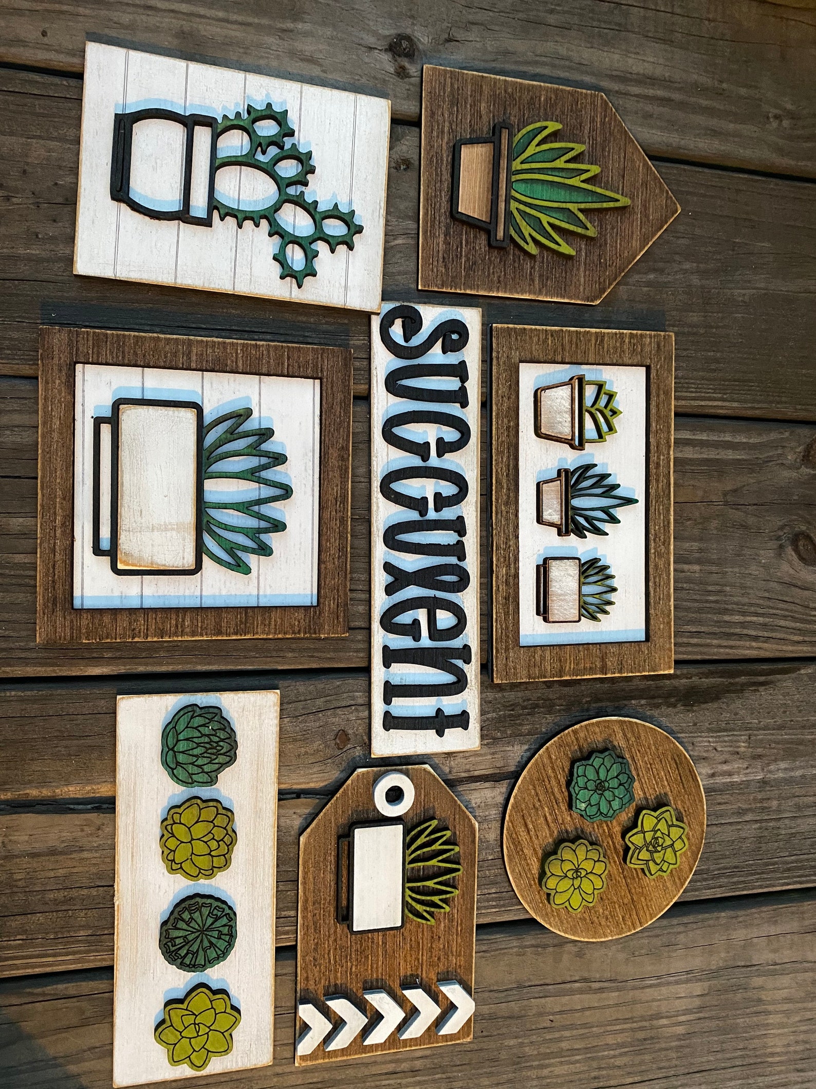 Succulent Signs/cactus Tiered Tray Decor/3d Signs /raedunn | Etsy