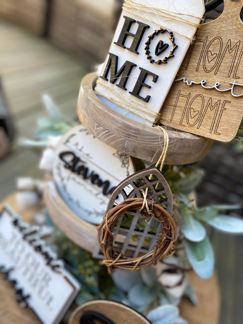 Farmhouse Tier Tray Sign Sethome Tier Tray Signsfarmhouse | Etsy