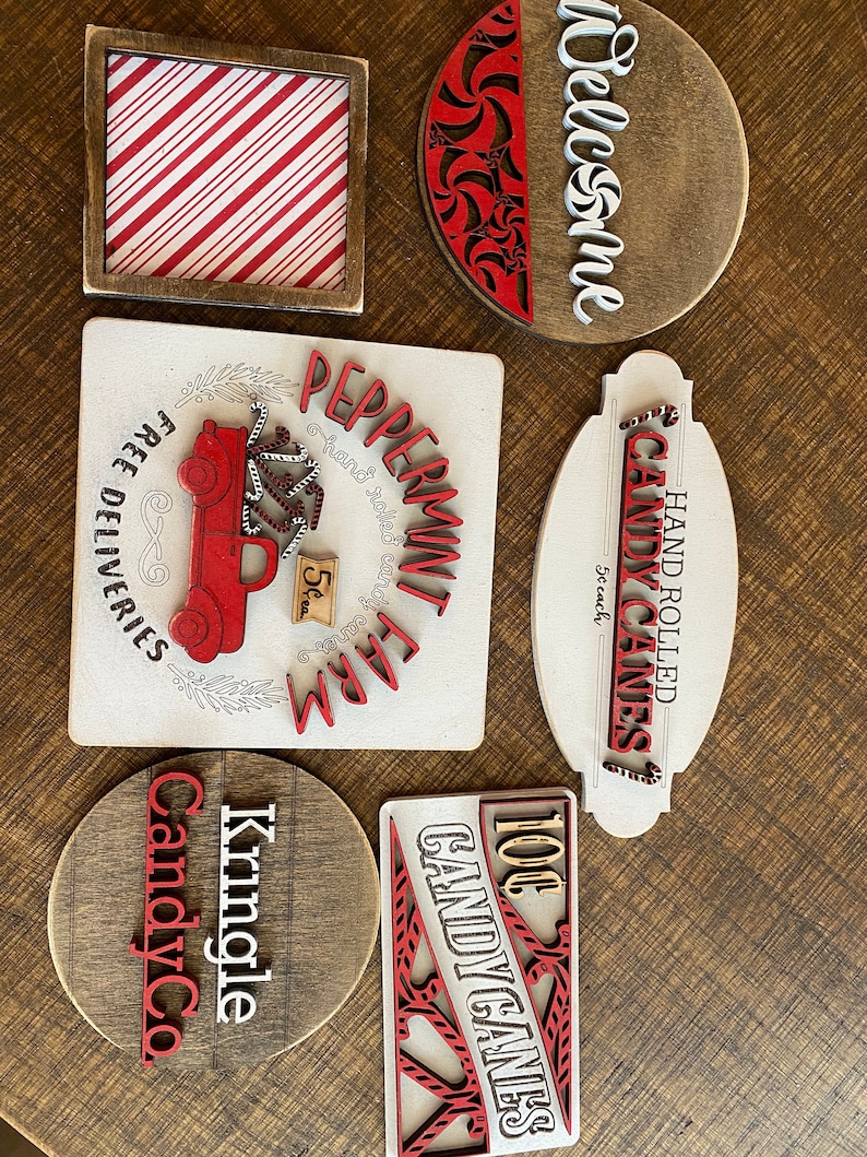 Farmhouse Peppermint Christmas Tiered Tray Candy Cane - Etsy