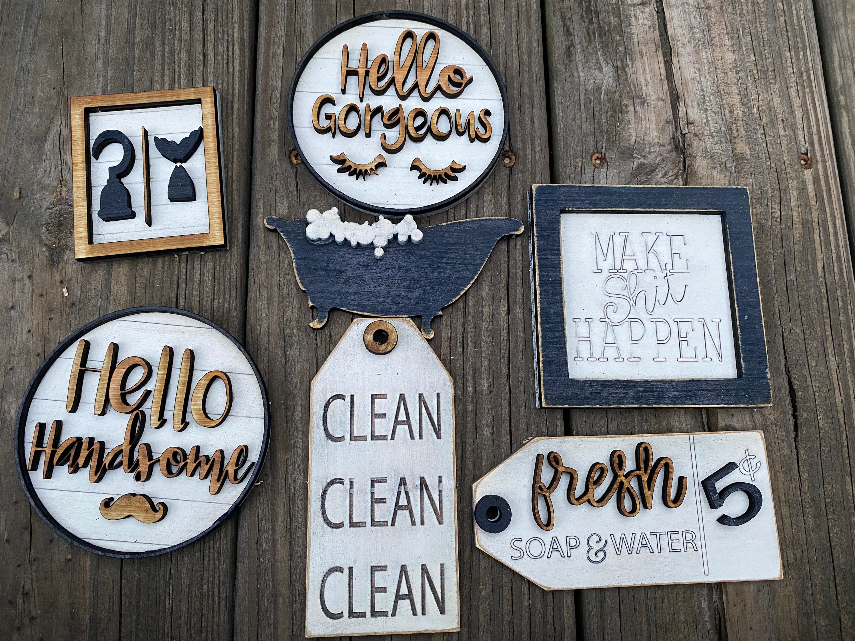 Tier Tray Decor Bathroom Sign Bathroom Tray Sign Bathroom | Etsy