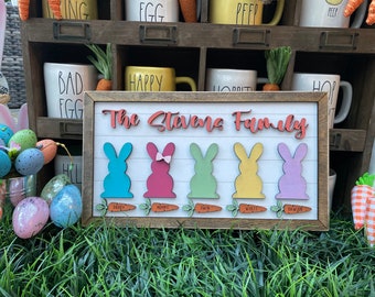 Easter Bunny Family 3D Farmhouse Sign Bunny Sign Decor - Etsy