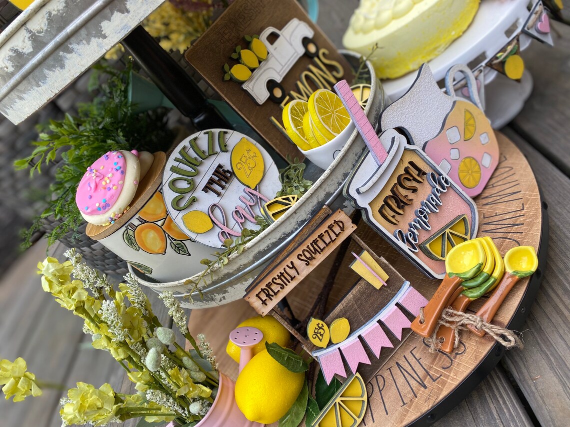 Lemon Tiered Tray Decor Lemon Tiered Tray Tiered Tray Decor - Etsy