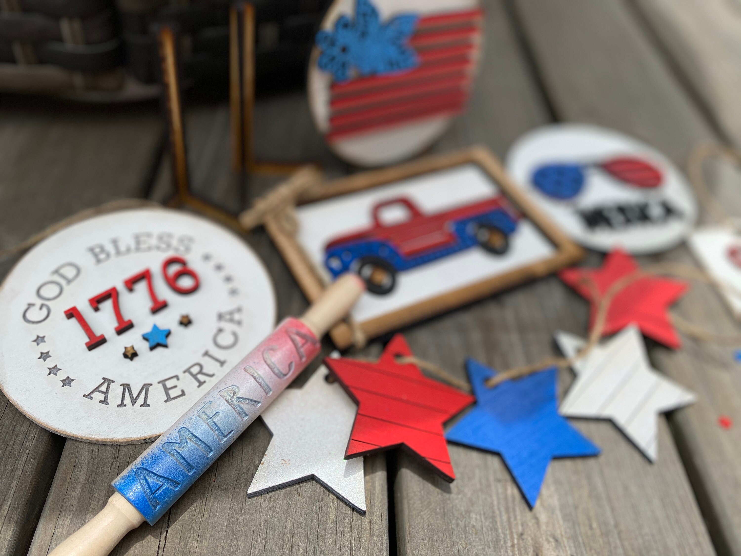 Patriotic Red White and Blue Decor. Fourth of July. 3D Signs | Etsy