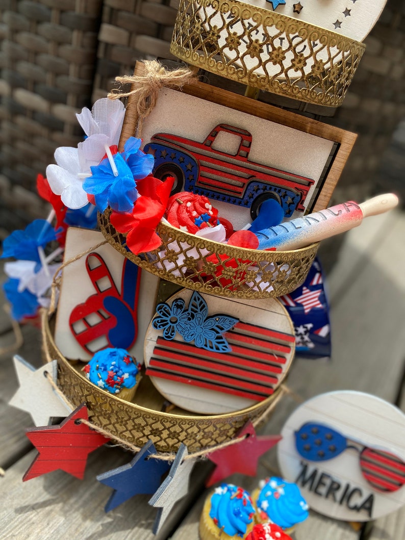 Patriotic Red White and Blue Decor. Fourth of July. 3D Signs - Etsy