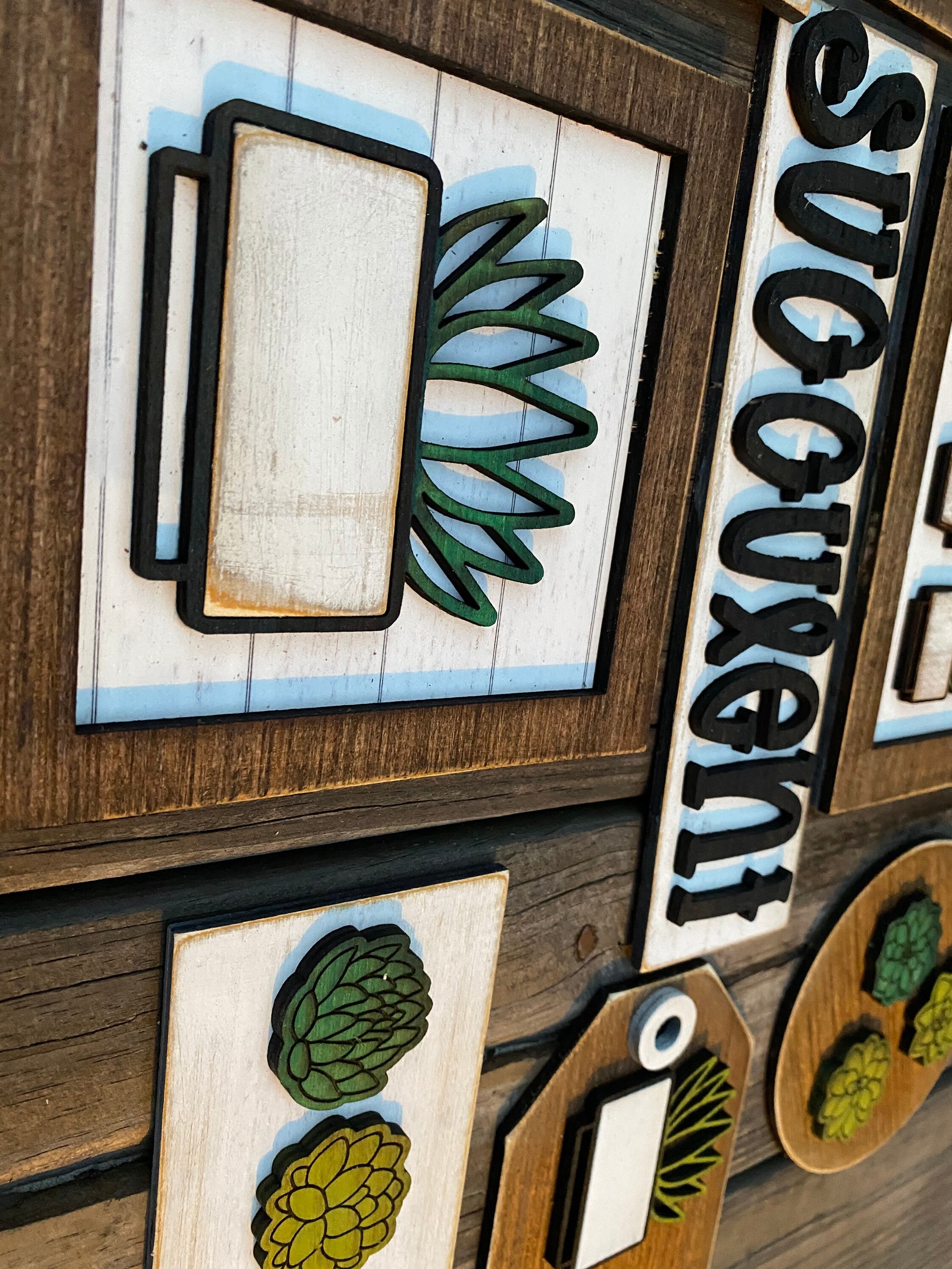 Succulent Signs/cactus Tiered Tray Decor/3d Signs /raedunn | Etsy