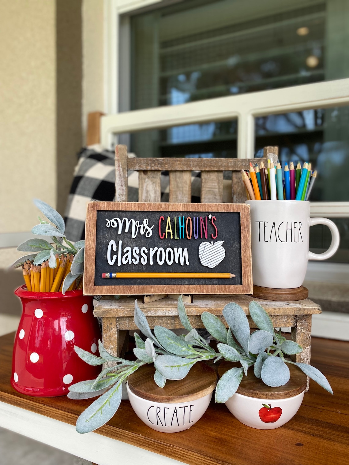 Personalized Teacher Chalkboard Sign, Personalized Teacher Ruler Sign ...