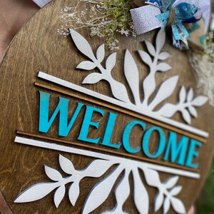 Welcome Winter Holiday Front Door Hanger Wood Sign, Snowflake ...