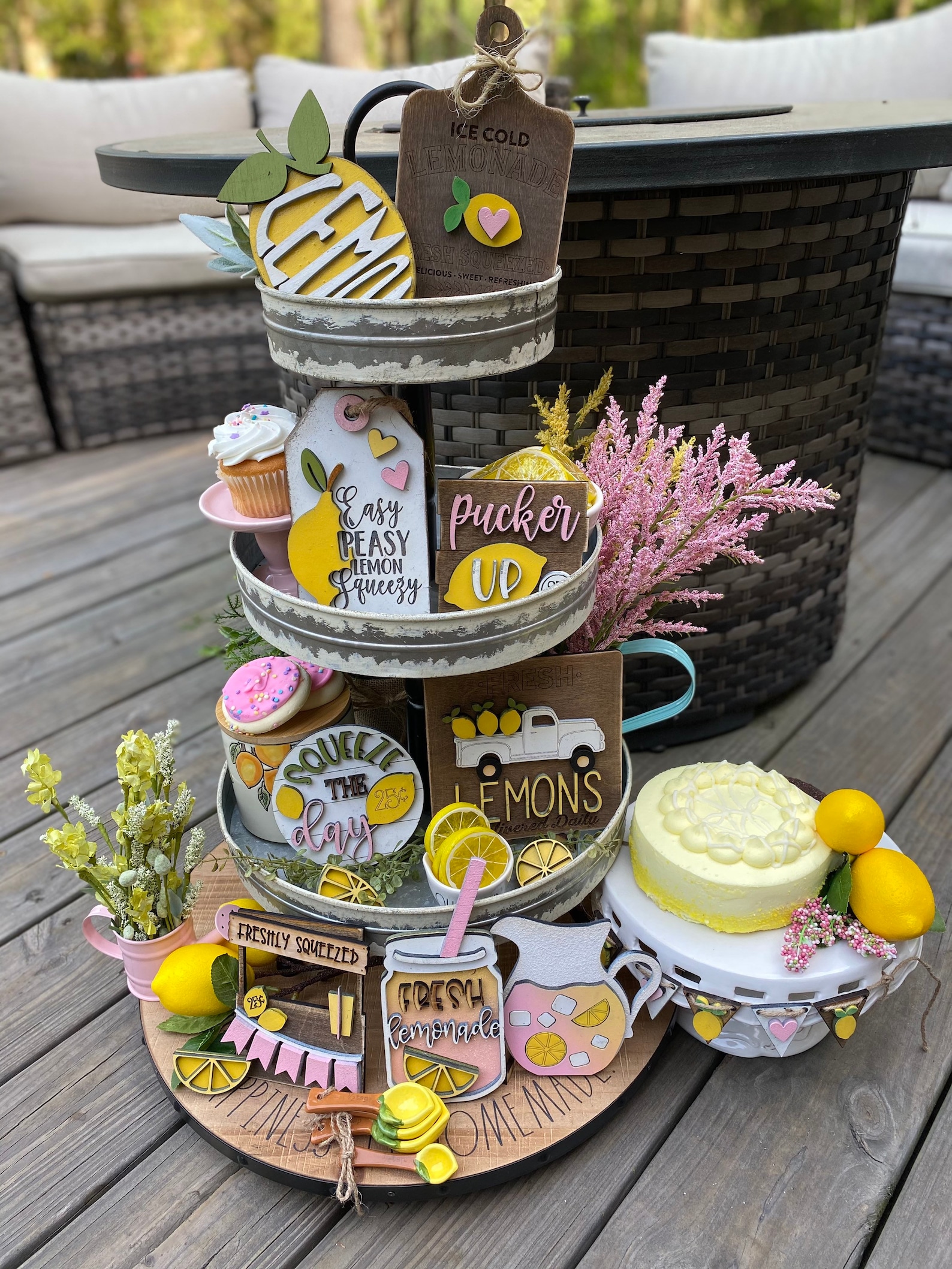 Lemon Tiered Tray Decor Lemon Tiered Tray Tiered Tray Decor - Etsy