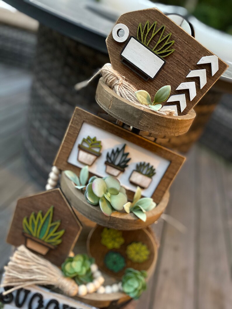 Succulent Signs/cactus Tiered Tray Decor/3d Signs /raedunn | Etsy