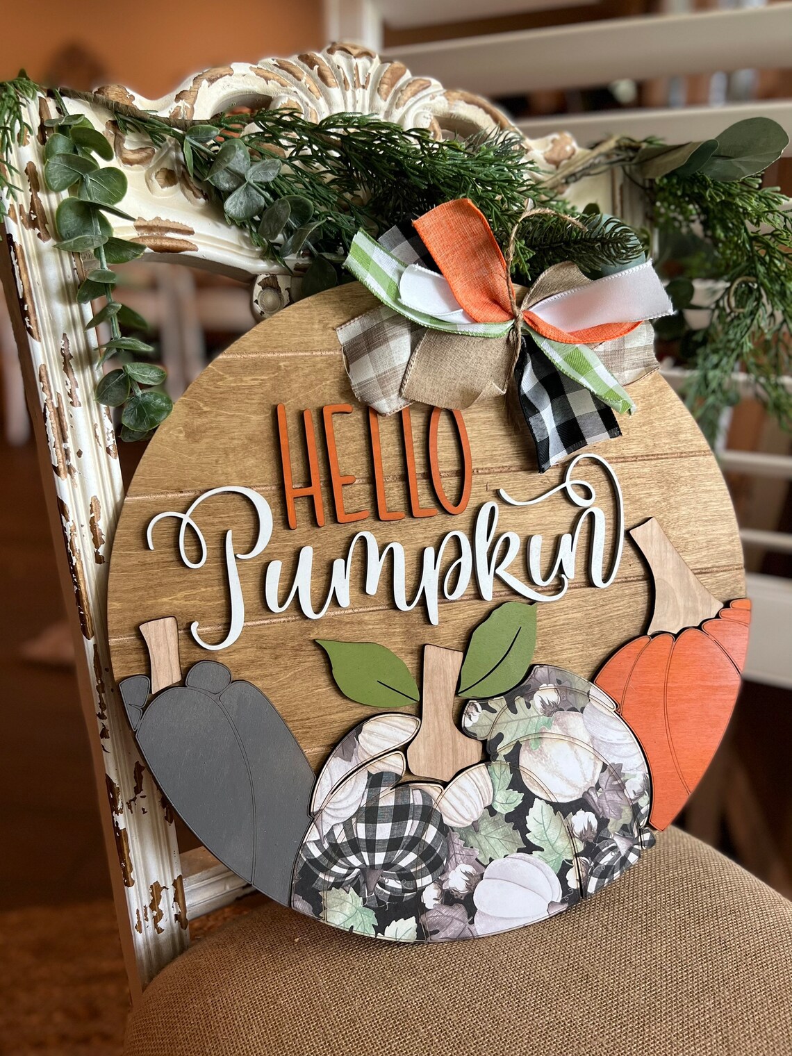 Front Door Decor Fall Decor Hello Pumpkin Front Door - Etsy