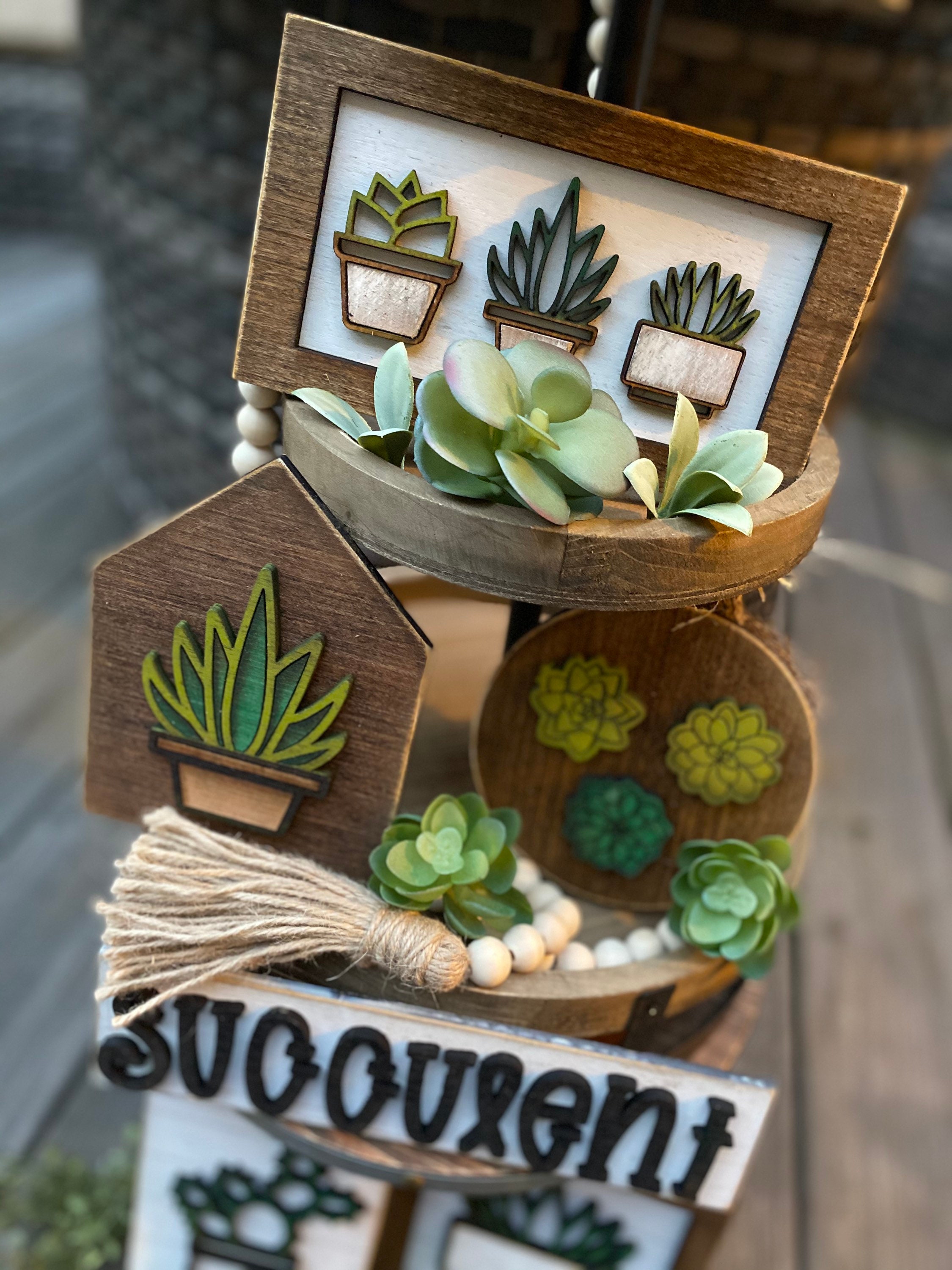 Succulent Signs/cactus Tiered Tray Decor/3d Signs /raedunn | Etsy